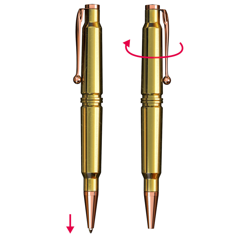 Real Bullet Casing Refillable Twist Pen- Polished Brass | Old Southern ...