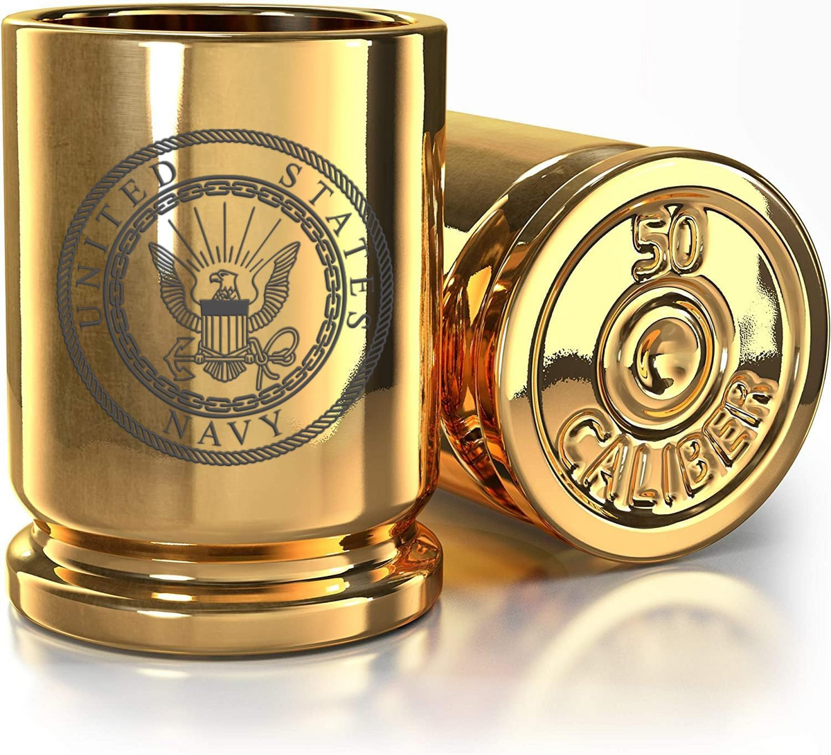 U.S. Navy Gold 50 Cal Shot Glass - Set of 2