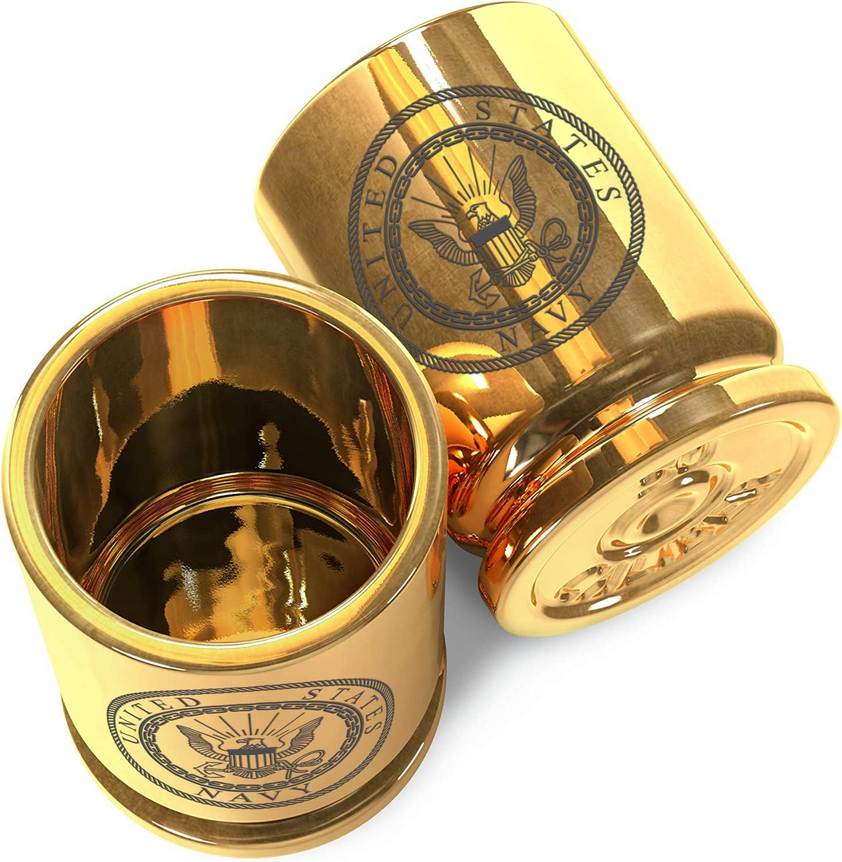 U.S. Navy Gold 50 Cal Shot Glass - Set of 2