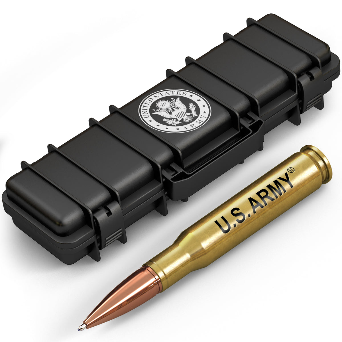 U.S. Army Engraved 50 Caliber Real Bullet Casing Twist Pen - Polished