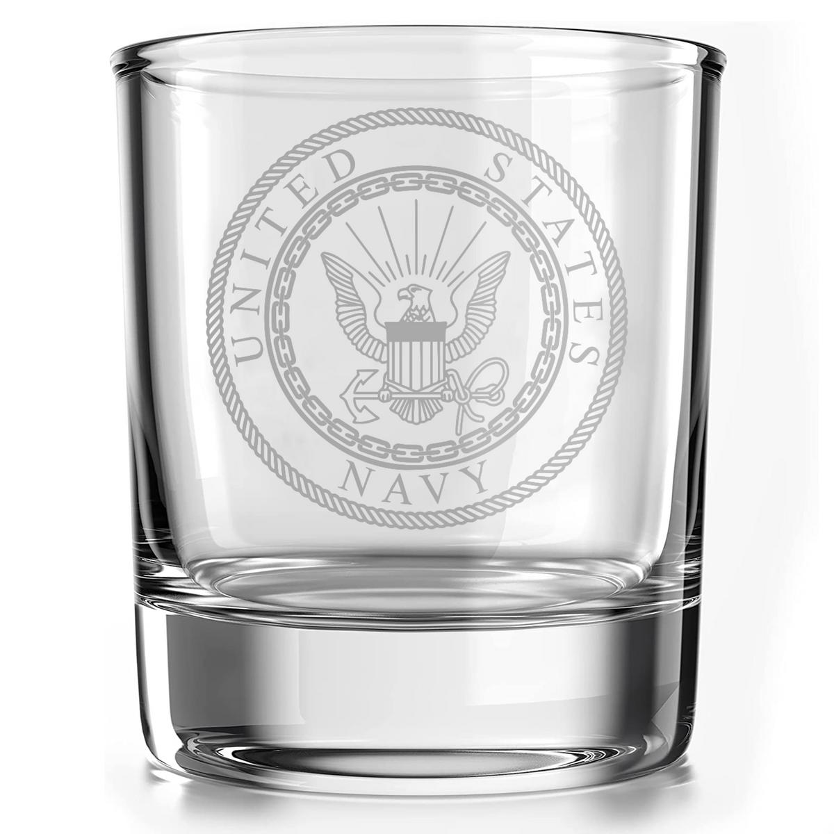 U.S. Navy Engraved Whiskey Glass - 10 ounce - Made in USA