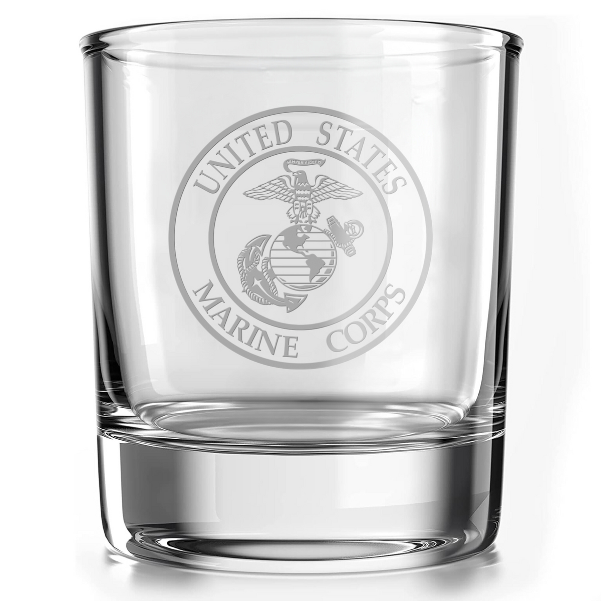 USMC Engraved Whiskey Glass - 10 ounce - Made in USA